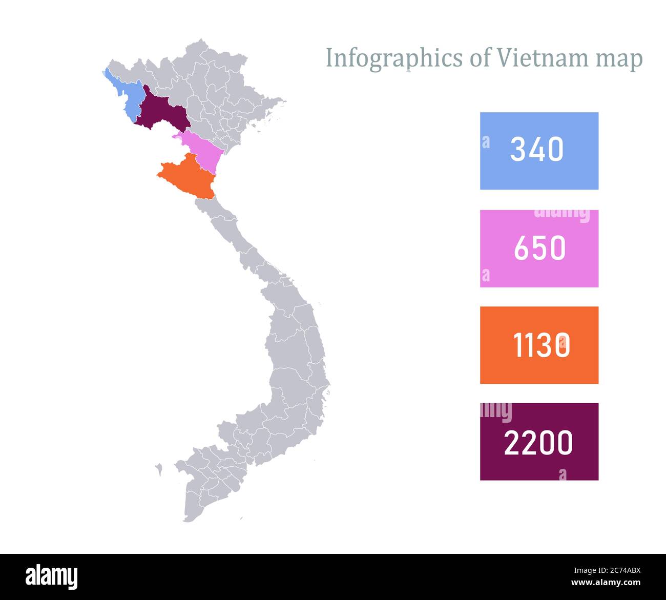 Infographics of Vietnam map, individual regions vector Stock Vector ...