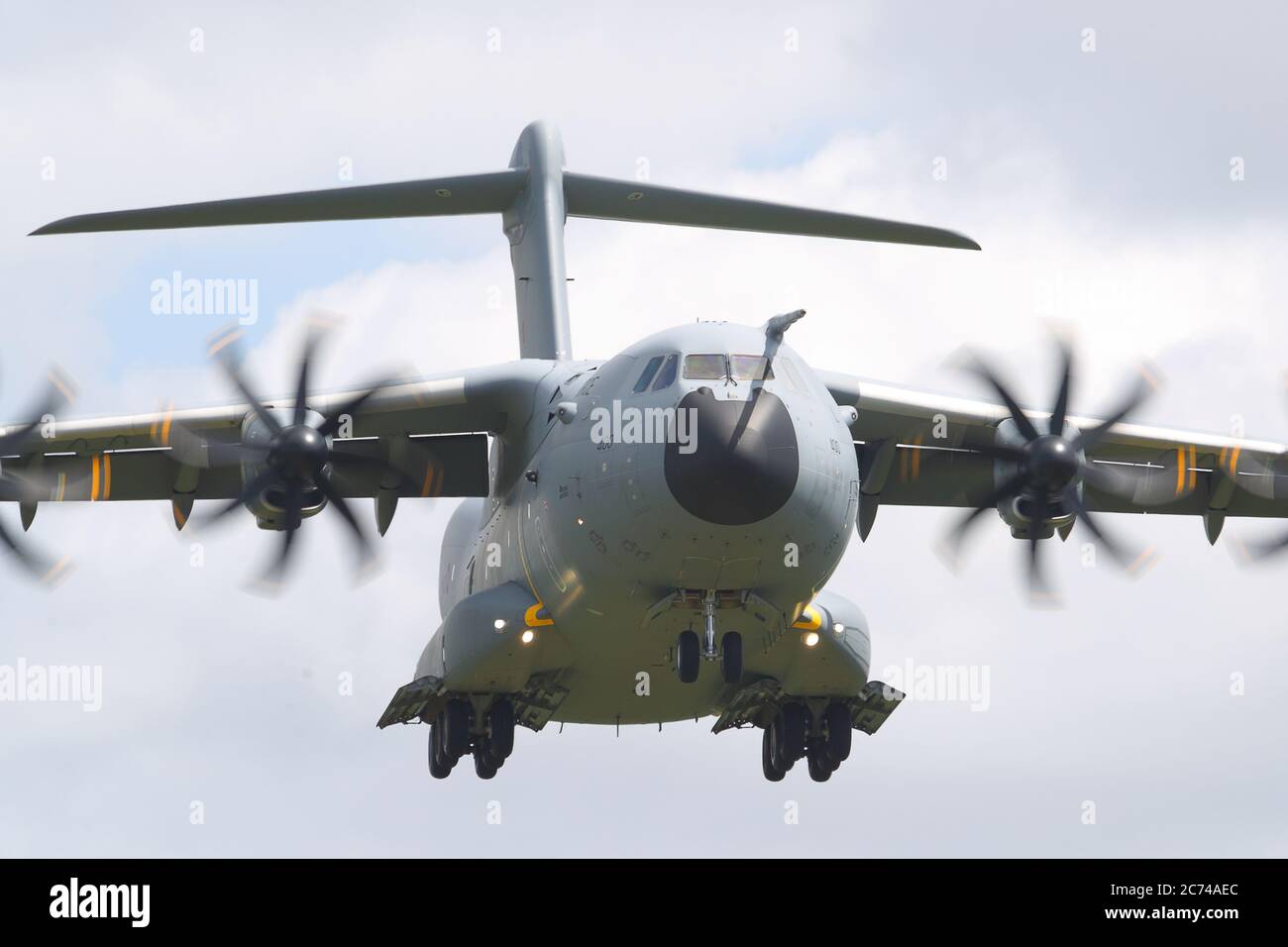 An RAF Airbus A400M Atlas landing at RAF Brize Norton, Oxfordshire, UK ...