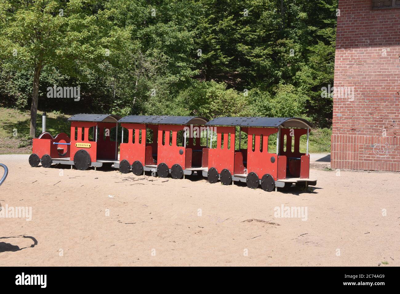 Cologne, Germany. 13th July, 2020. A train for children is placed as a ...