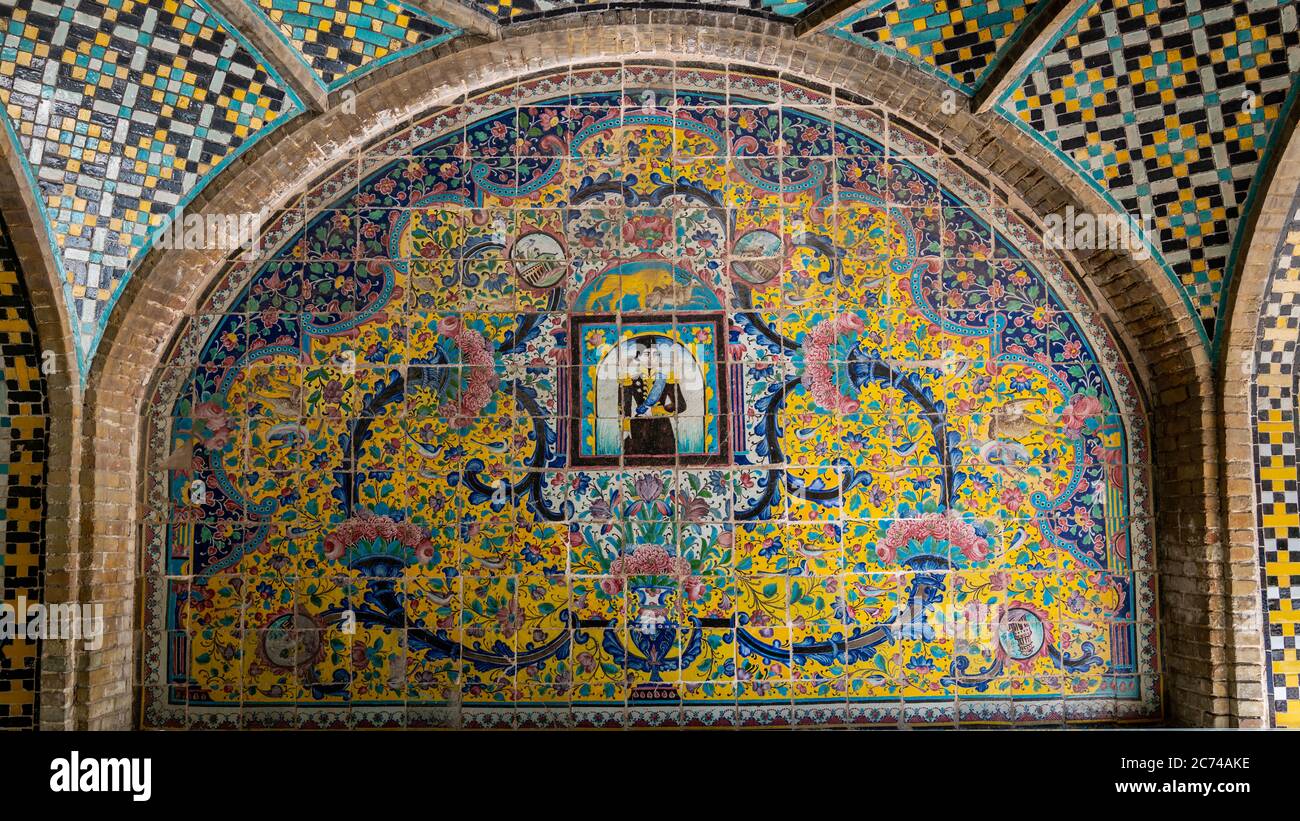 Tehran, Iran - May 2019: Golestan palace interior with Persian tiles ...