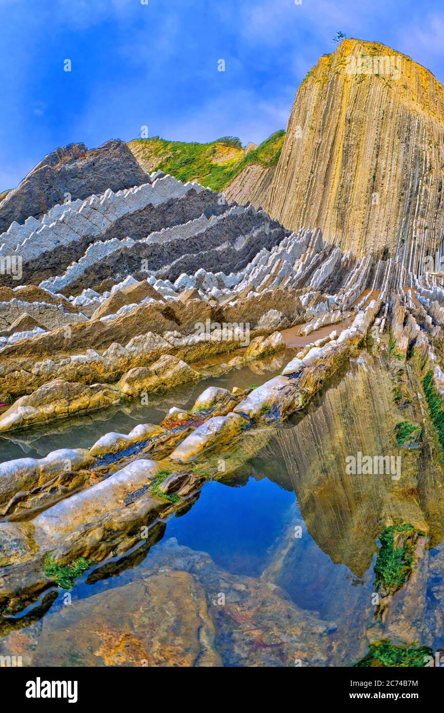 Steeply-tilted Layers of Flysch, Flysch Cliffs, Basque Coast UNESCO ...