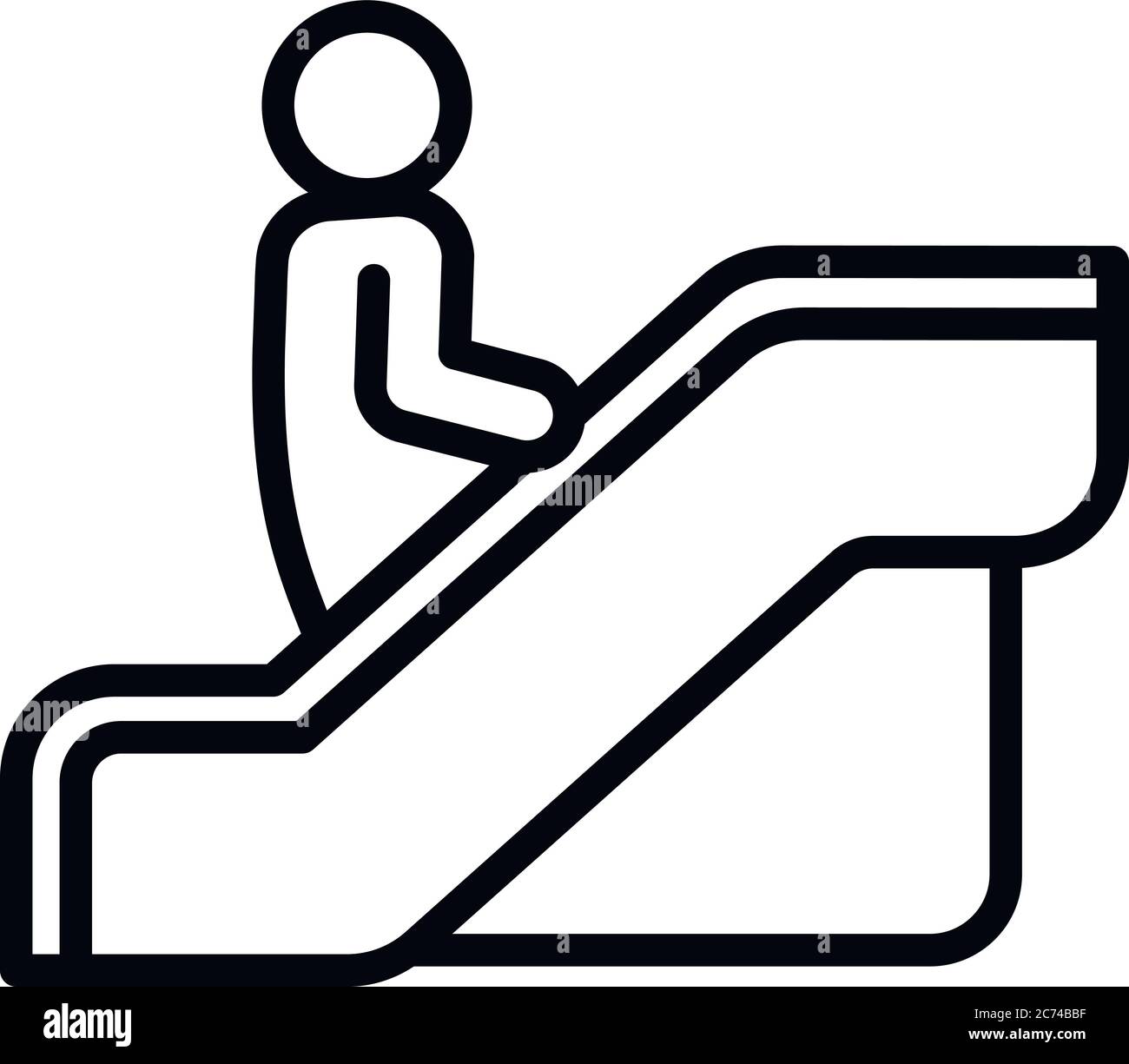 Man on escalator icon. Outline man on escalator vector icon for web design isolated on white ...