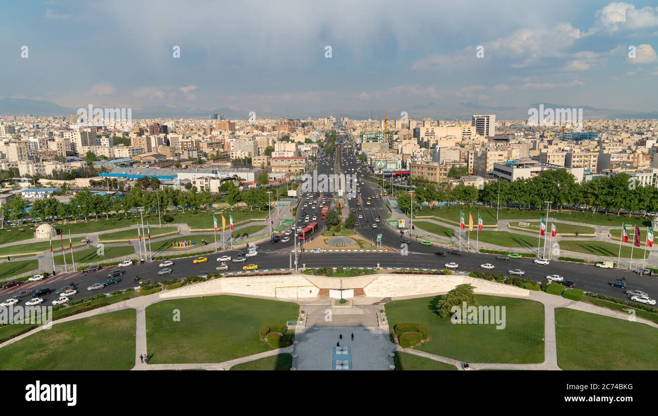 Tehran, Iran - May 2019: Tehran cityscape as seen from Azadi Tower in ...