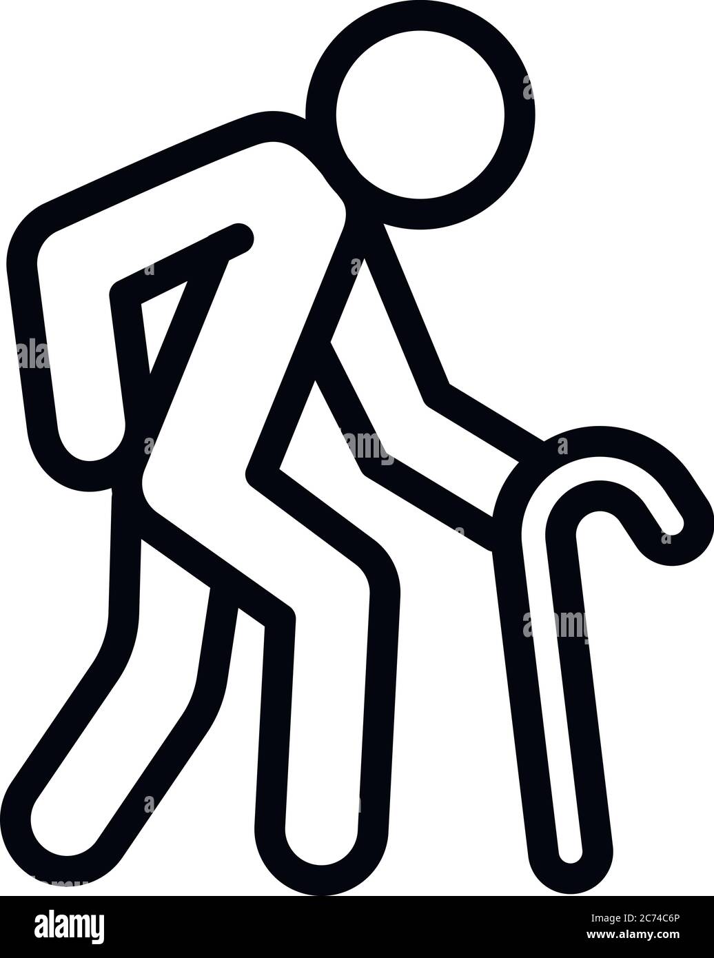 Man walking stick icon. Outline man walking stick vector icon for web ...