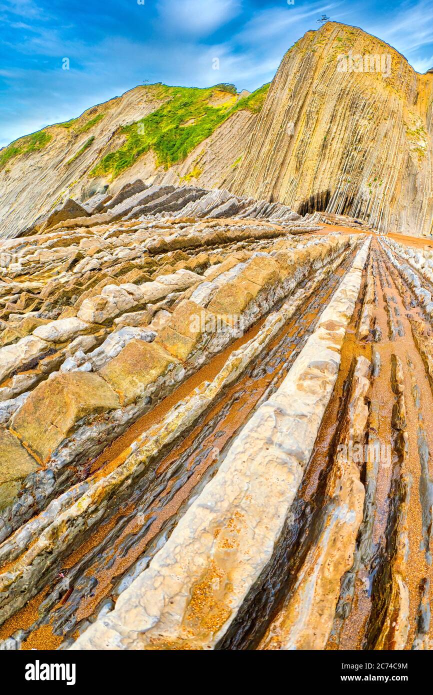 Steeply-tilted Layers of Flysch, Flysch Cliffs, Basque Coast UNESCO ...