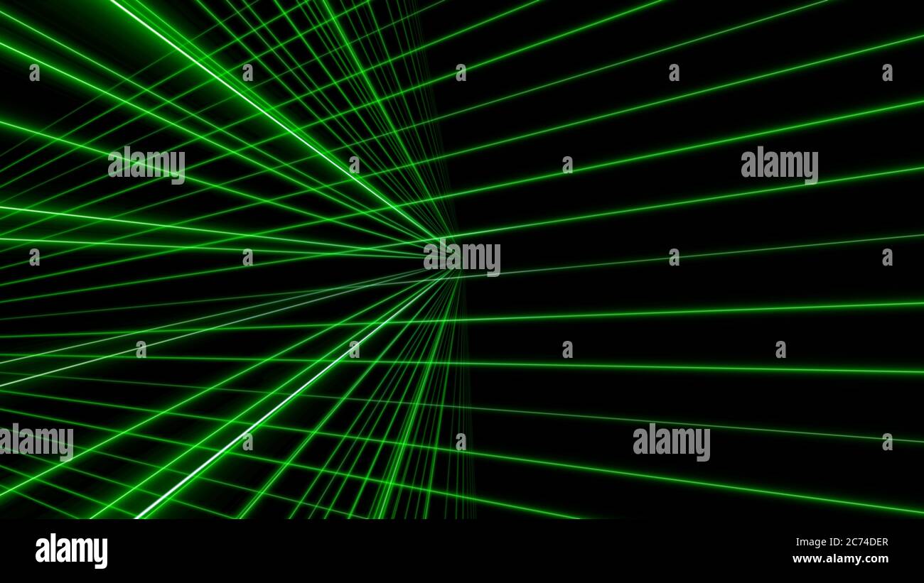3d green line laser background, 3d illustration render Stock Photo - Alamy