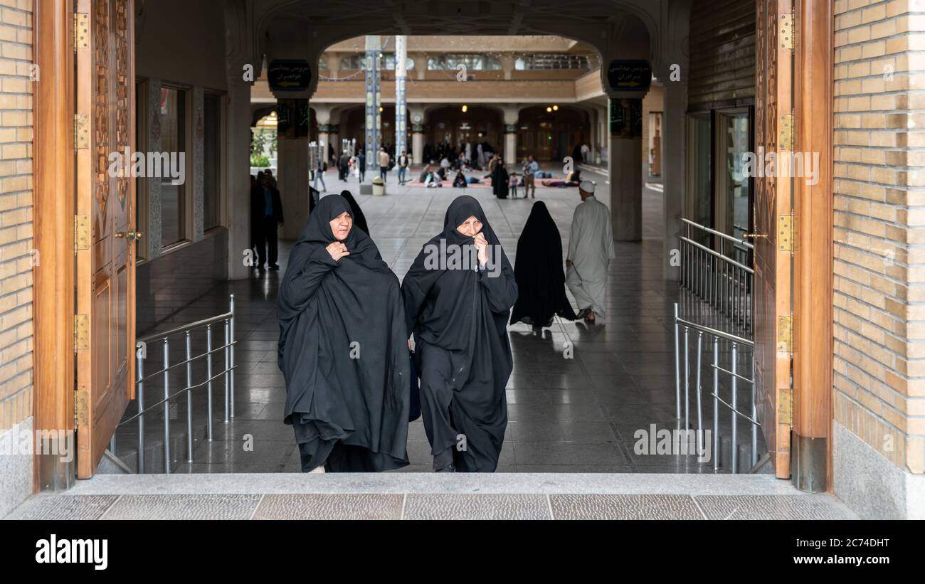 Shrine of Fatima Masumeh, Qom, Iran - May 2019: Iranian women at the ...