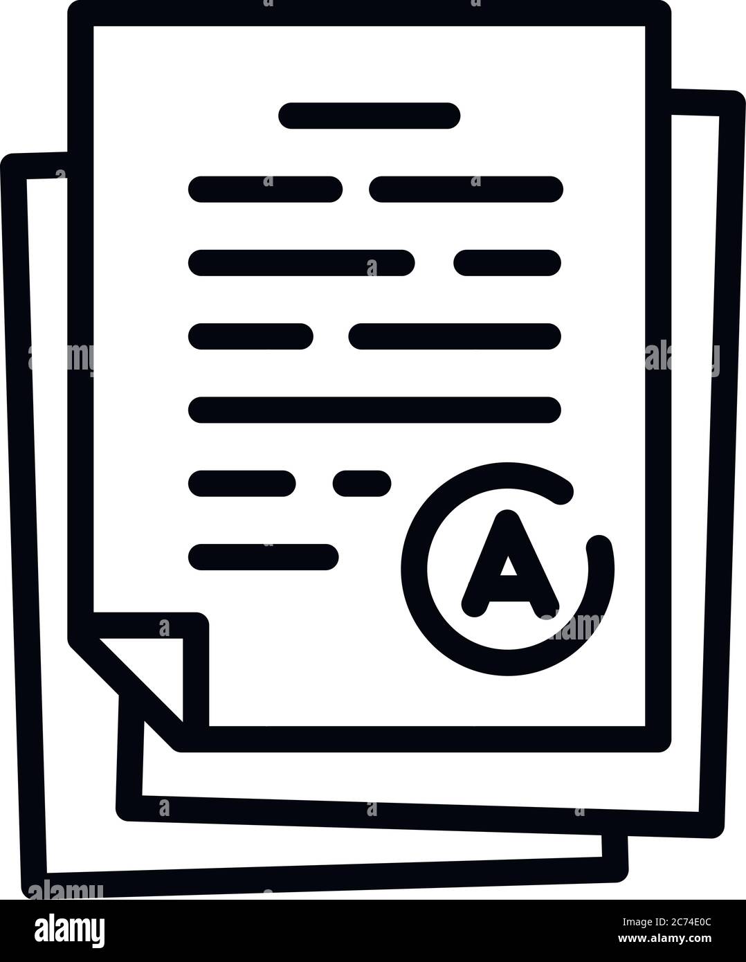Evaluated test paper icon. Outline evaluated test paper vector icon for ...