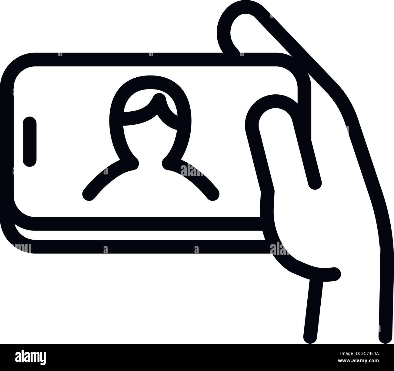 Hand selfie icon. Outline hand selfie vector icon for web design ...