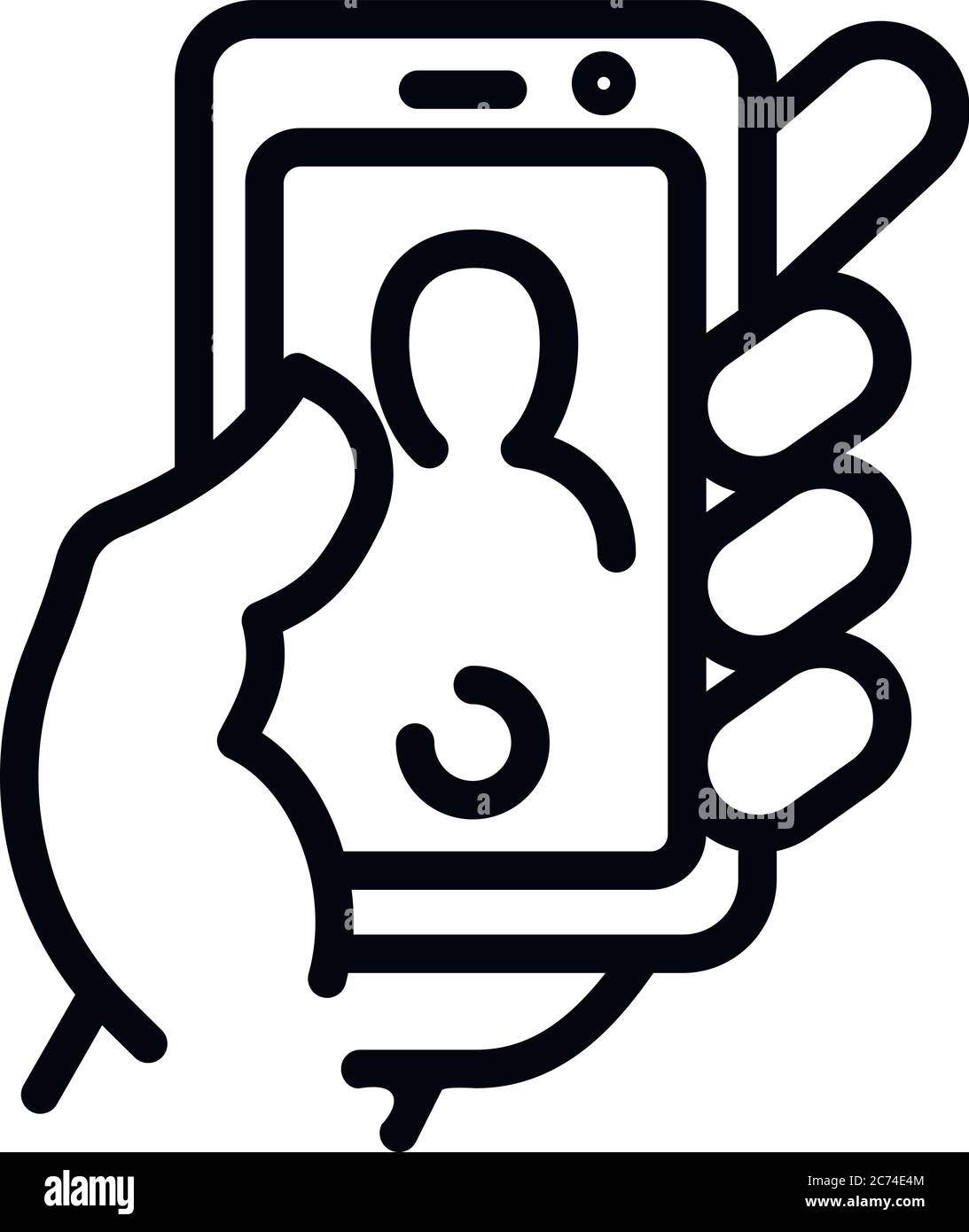 Smartphone selfie icon. Outline smartphone selfie vector icon for web ...