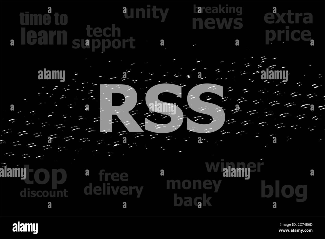 Text Rss. web design concept . Black and white abstract background ...