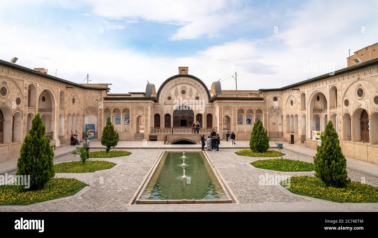 Kashan, Iran - May 2019: Tourists visiting Tabatabaei Natanzi Khaneh ...