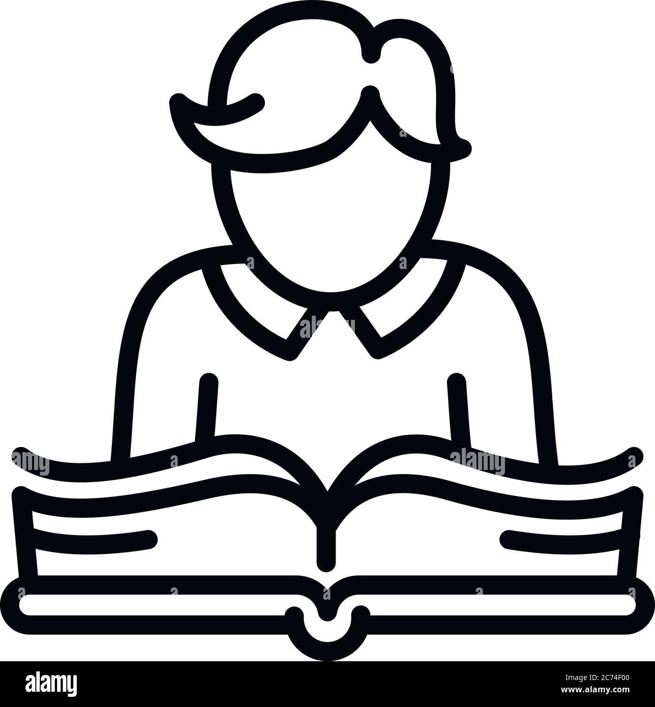 Kid reading book icon. Outline kid reading book vector icon for web ...