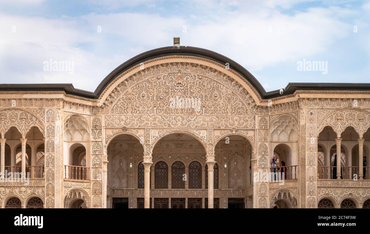 Kashan, Iran - May 2019: Architectural details of Tabatabaei Natanzi Khaneh Historical House ...