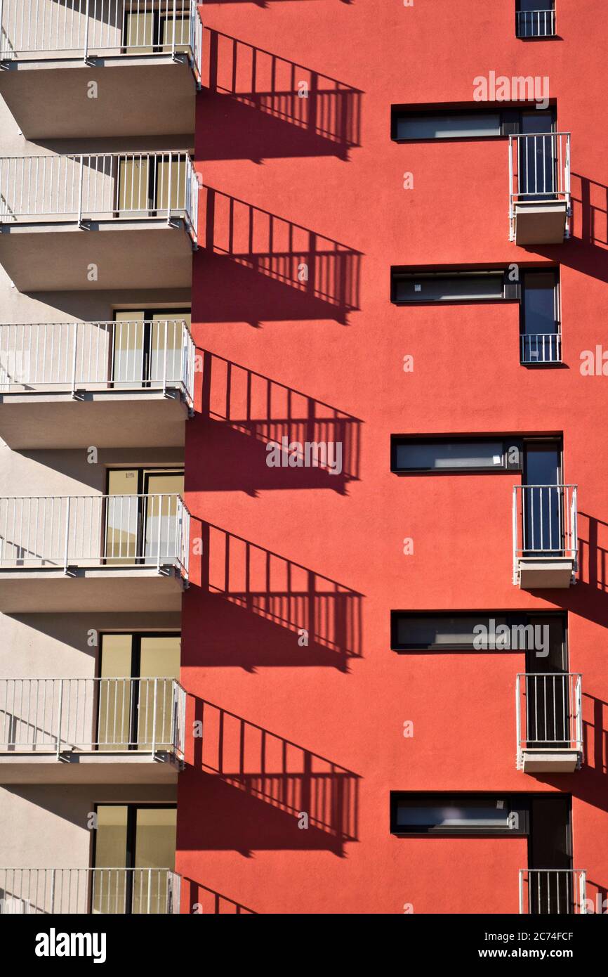 minimalist architectural of an apartments building with balconies and ...