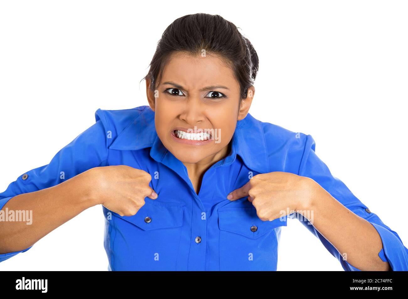 Portrait of an angry, unhappy, annoyed young woman, getting mad ...