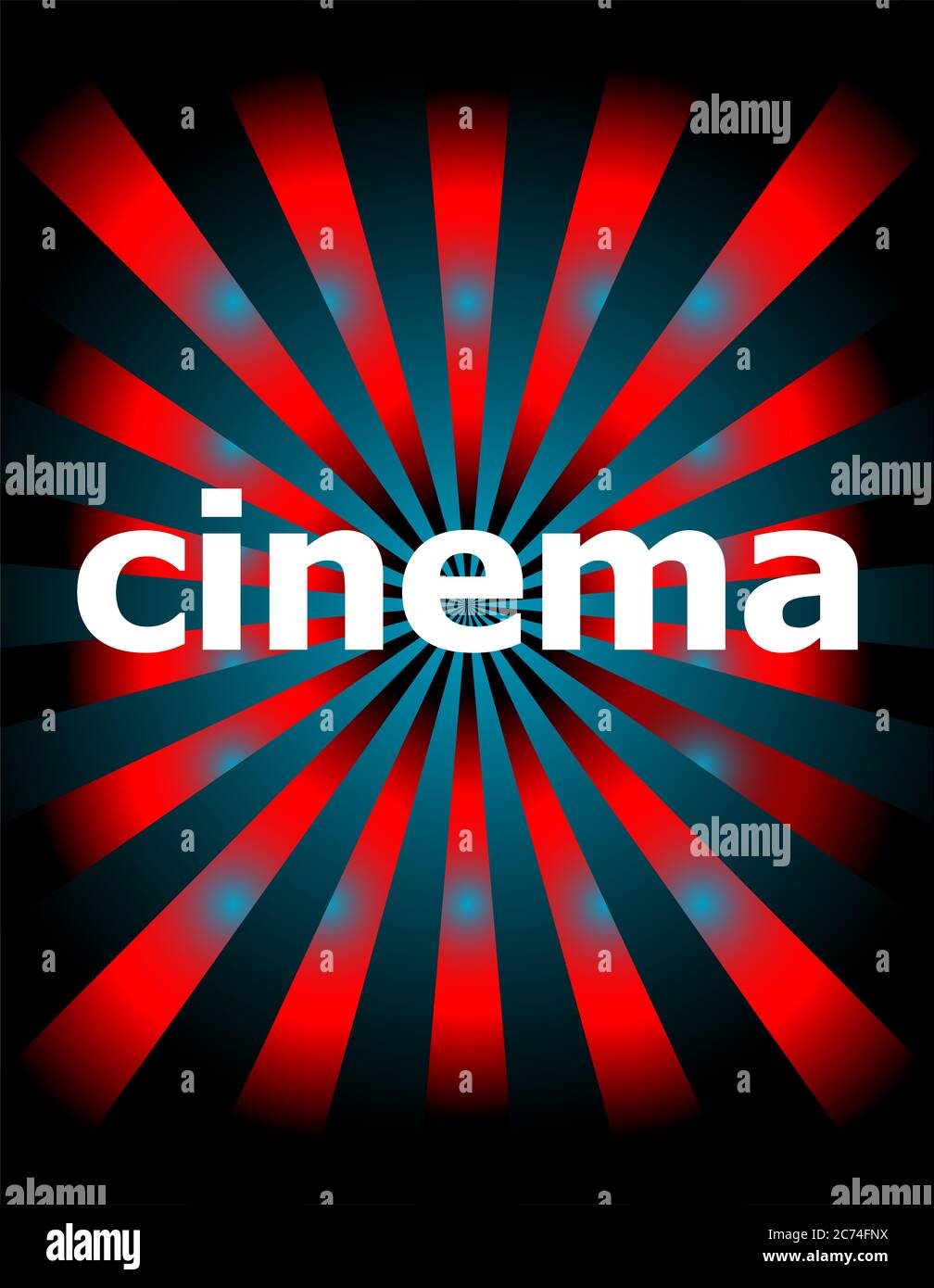 cinema word on digital screen. information concept . Motion rays on ...