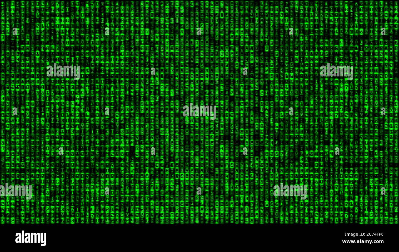 data matrix green binary code, abstract background illustration Stock Photo - Alamy