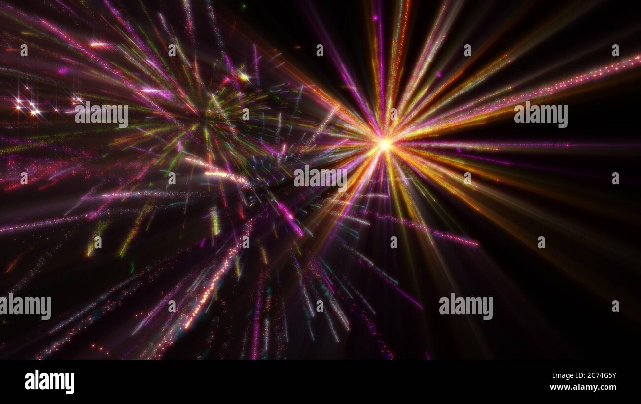 fireworks explosion particle light at night sky Stock Photo - Alamy