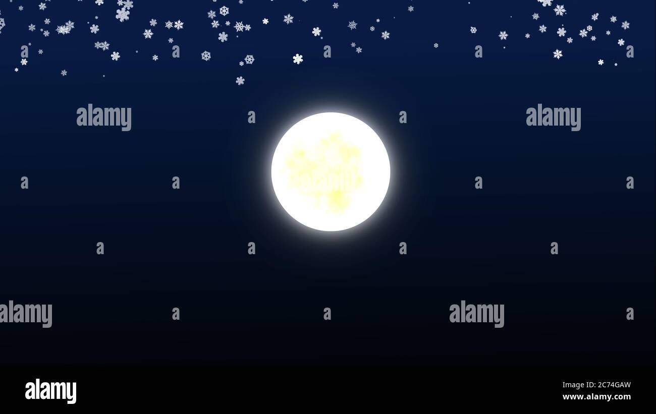 full moon fall snow at night, illustration Stock Photo - Alamy