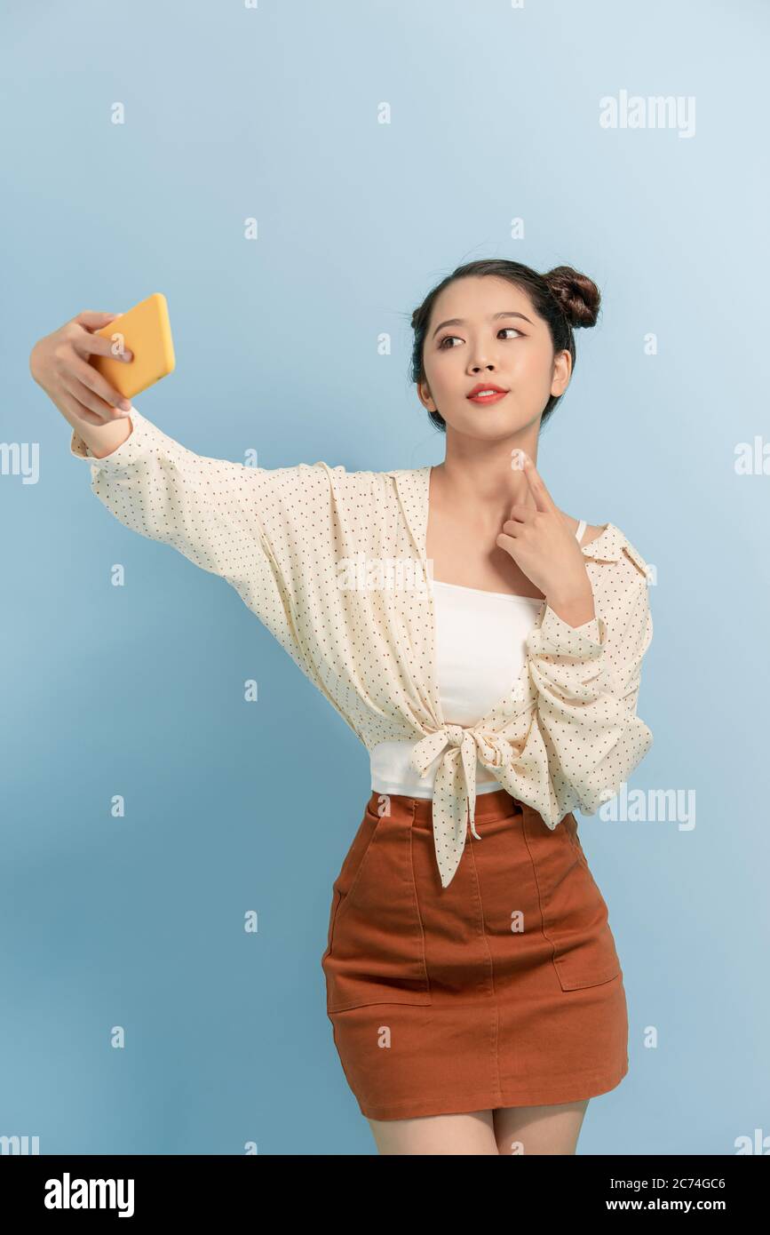 Beautiful woman making selfie on hi-res stock photography and images ...