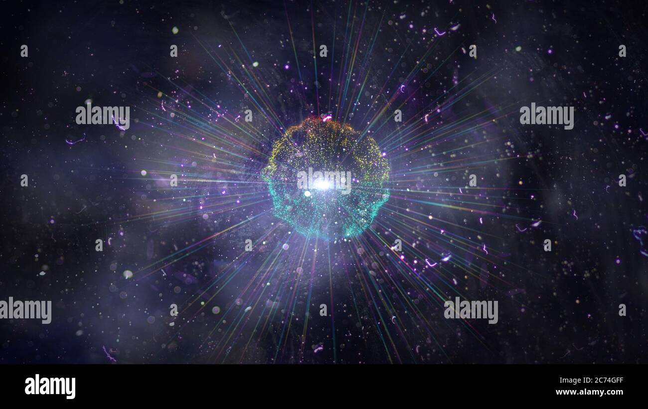 particle geometry planet, Abstract particles background, 3D rendering ...