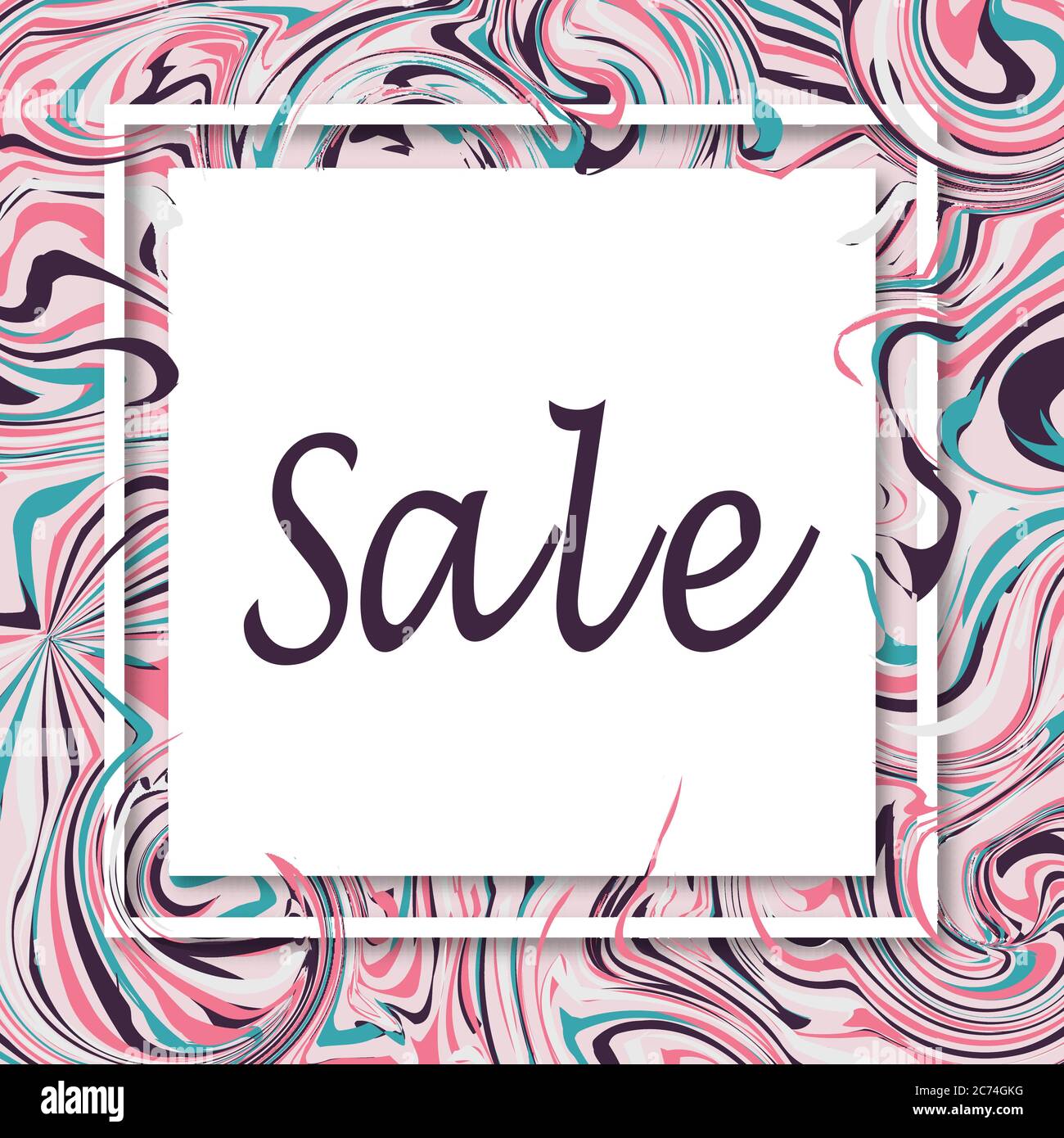 3d vector square frame. Paper cut promotion web banner for social media ...