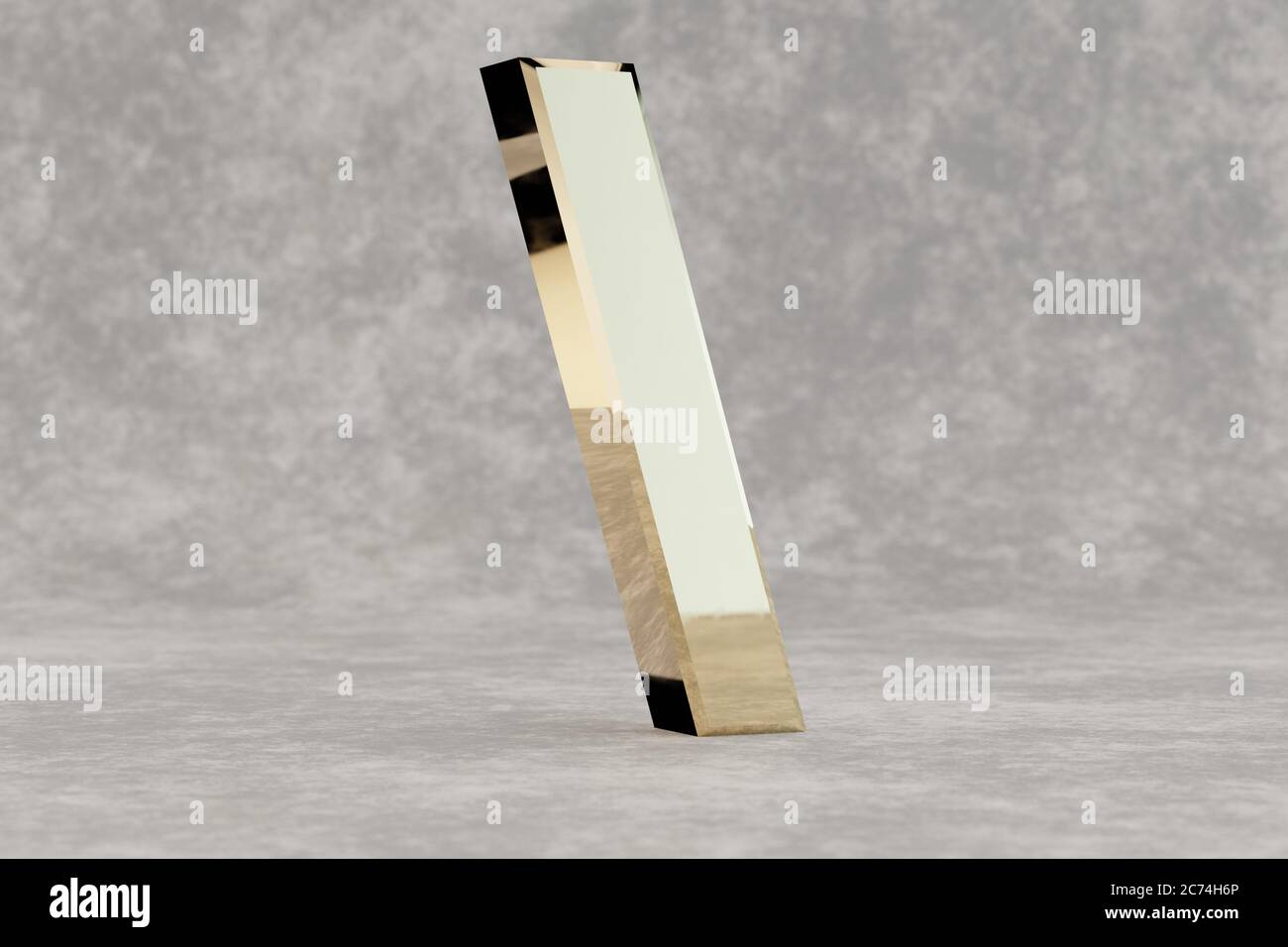 Gold 3d back slash symbol. Glossy golden sign on concrete background ...