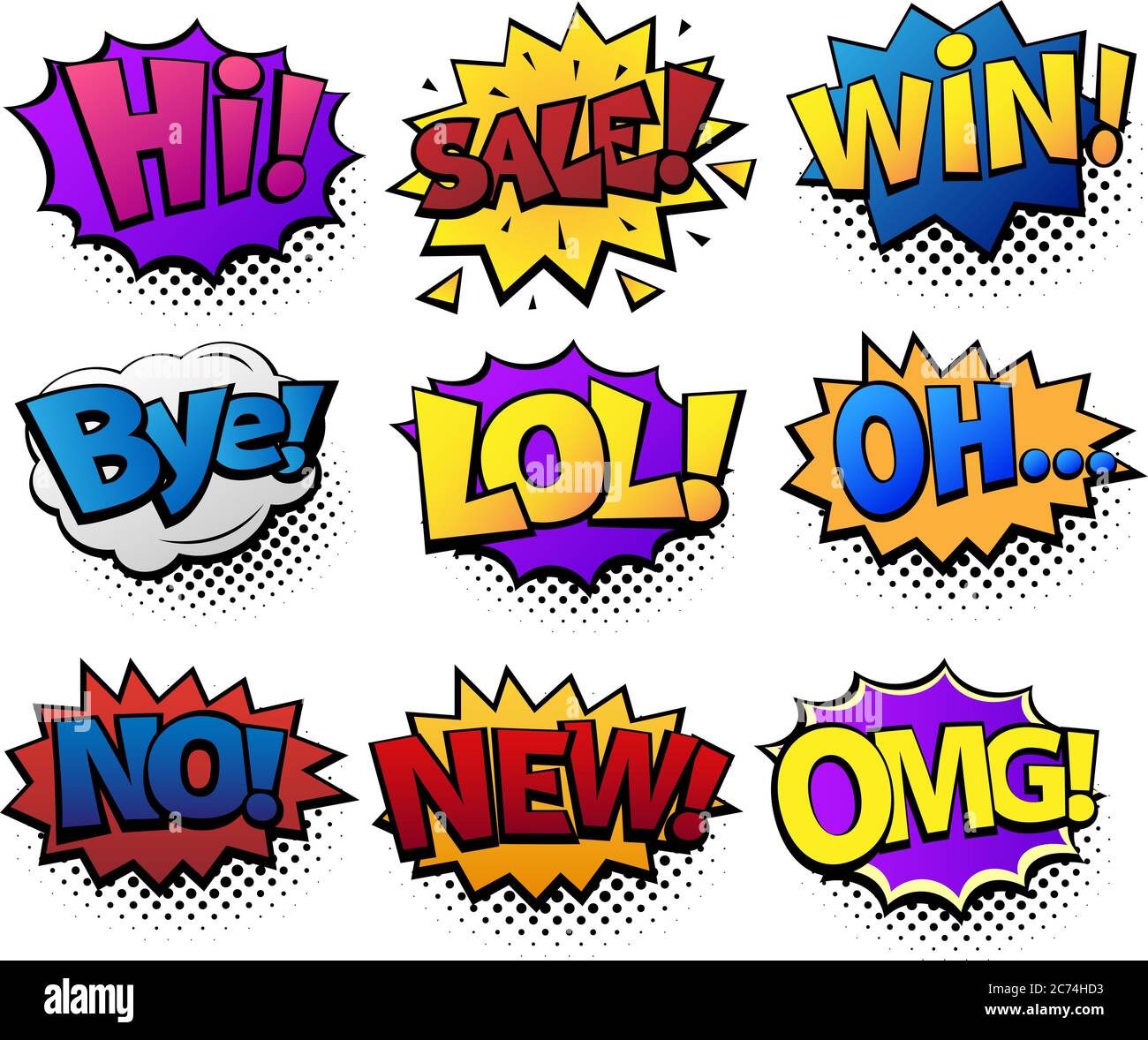 Bye bye comic bubble retro text hi-res stock photography and images - Alamy