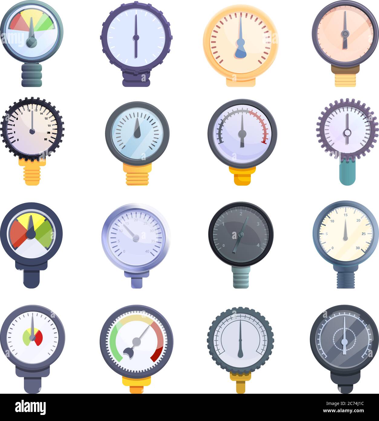 Manometer icons set. Cartoon set of manometer vector icons for web ...