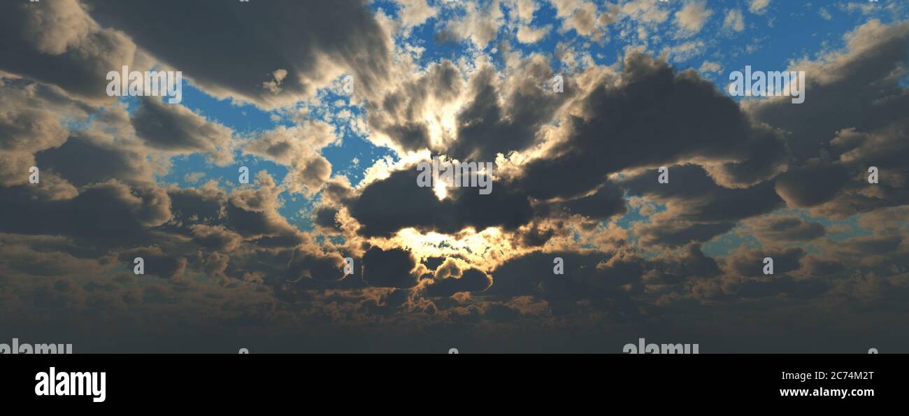 Sunset / sunrise with clouds, light rays and other atmospheric effect ...