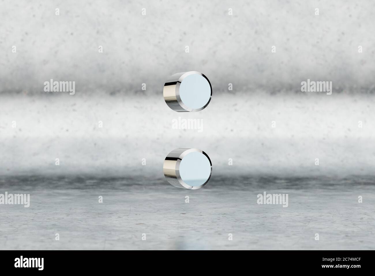 Chrome 3d colon symbol. Glossy chrome sign on scratched metal ...