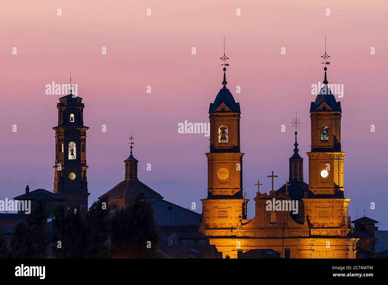 Corella´s churches at sunrise. Corella, Navarre, Spain Stock Photo - Alamy