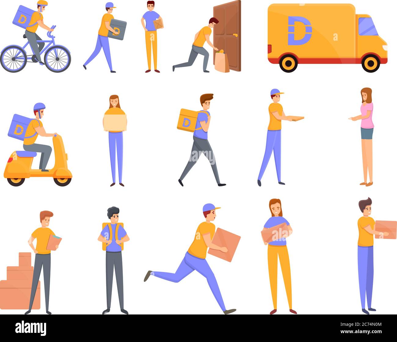 Home delivery icons set. Cartoon set of home delivery vector icons for ...