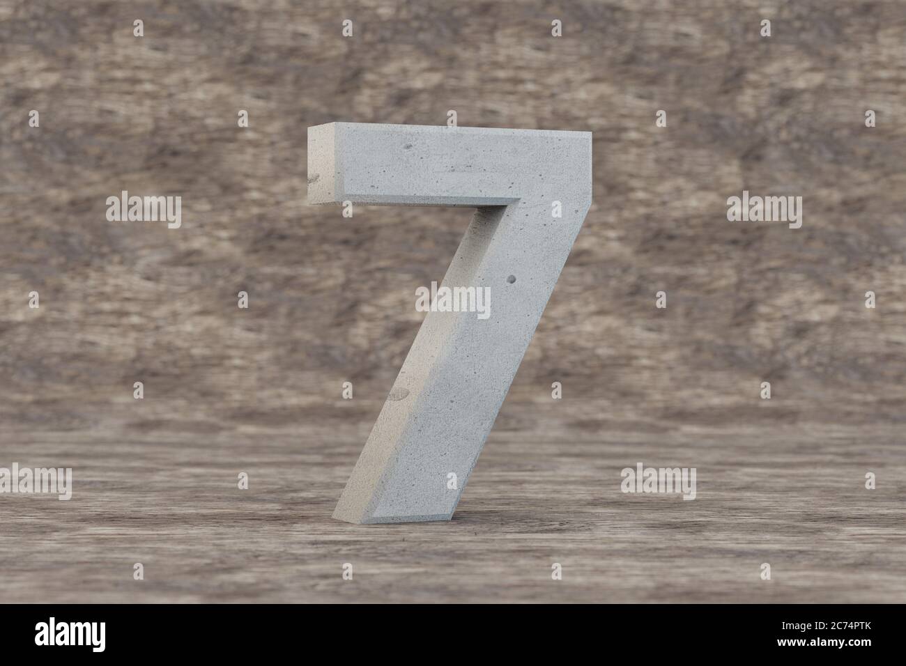 Concrete 3d number 7. Hard stone number on wooden background. Concrete ...