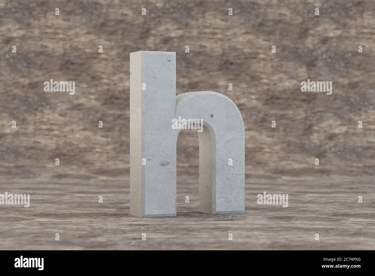 Concrete 3d letter H lowercase. Hard stone letter on wooden background ...