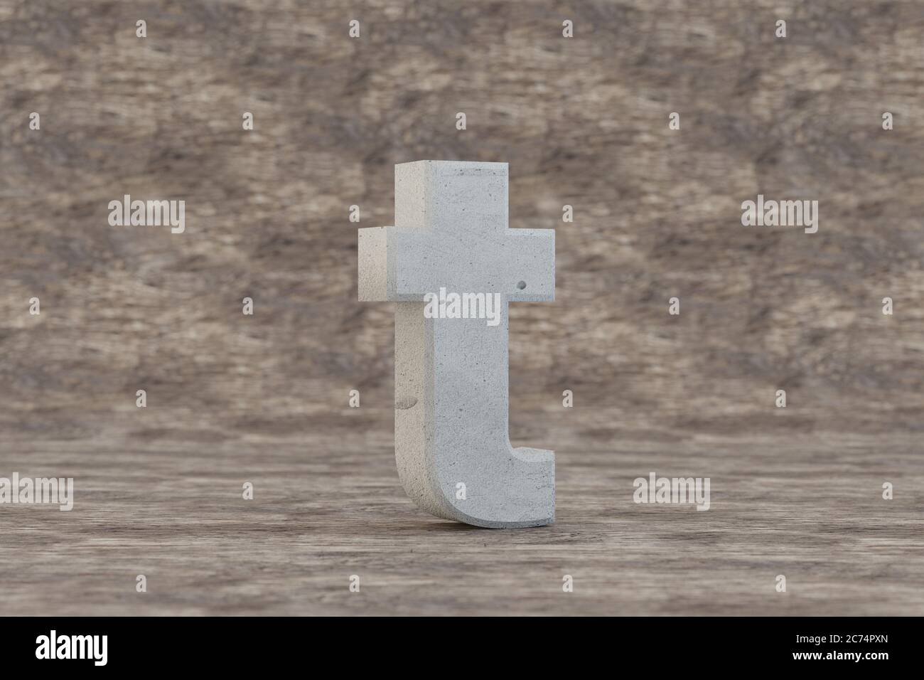 Concrete 3d letter T lowercase. Hard stone letter on wooden background ...