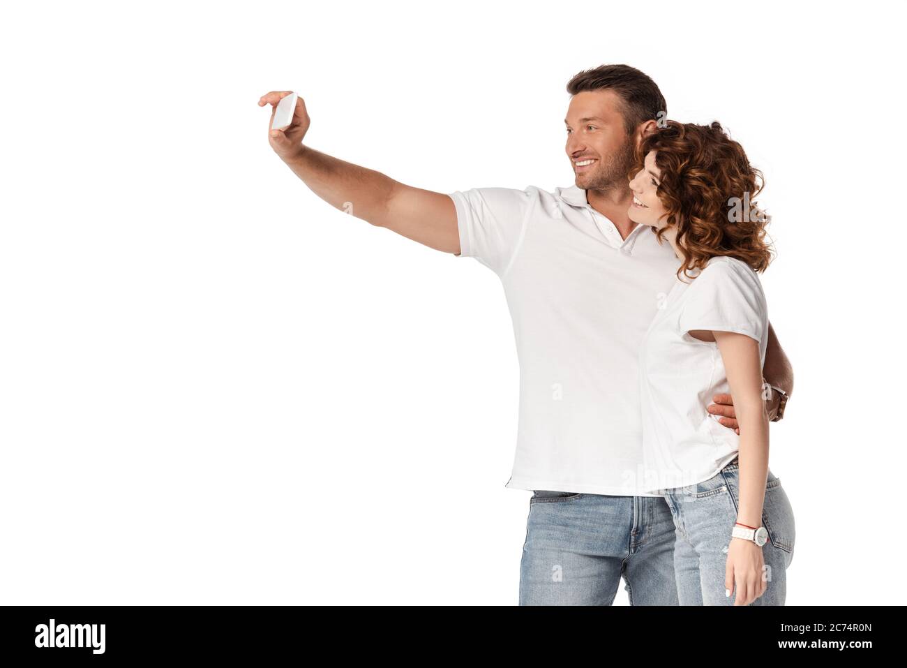 Phone selfie happy family Cut Out Stock Images & Pictures - Alamy