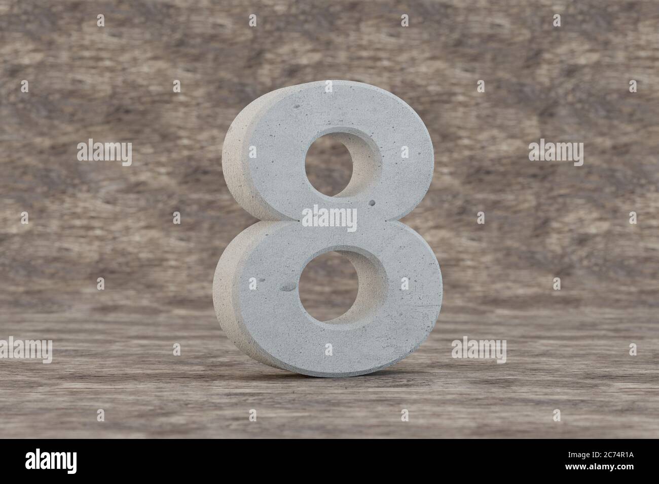 Concrete 3d number 8. Hard stone number on wooden background. Concrete ...