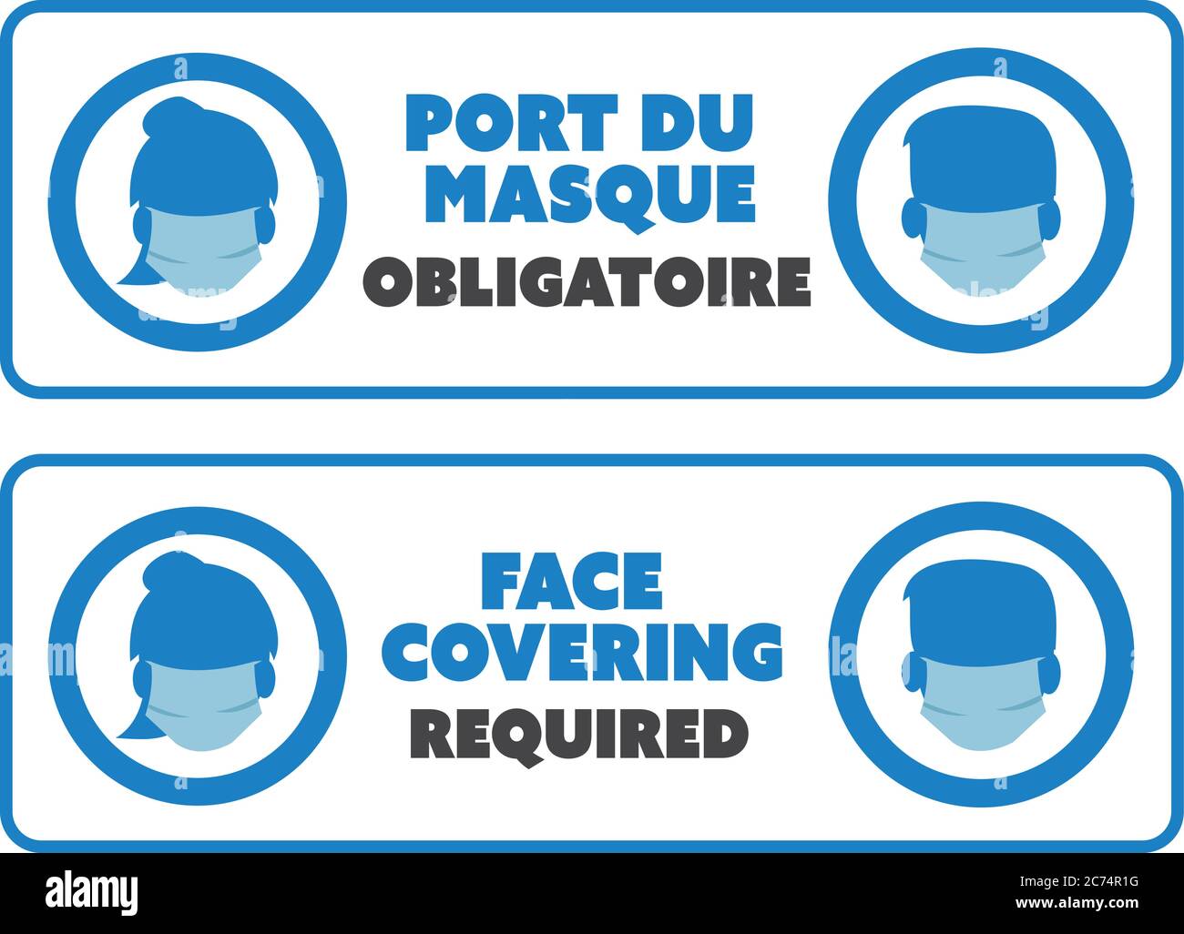 Face covering required sign symbols male and female english and french ...