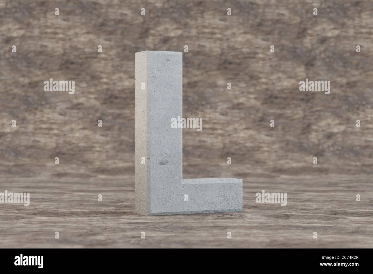 Concrete 3d letter L uppercase. Hard stone letter on wooden background ...