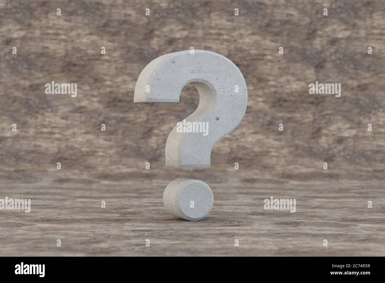 Concrete 3d question symbol. Hard stone sign on wooden background ...