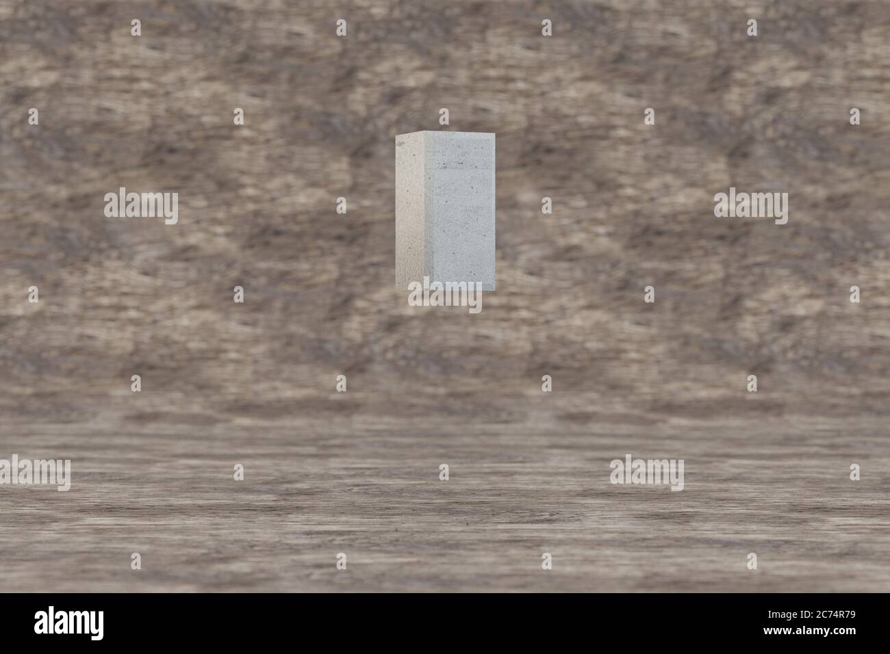 Concrete 3d quotes symbol. Hard stone sign on wooden background ...