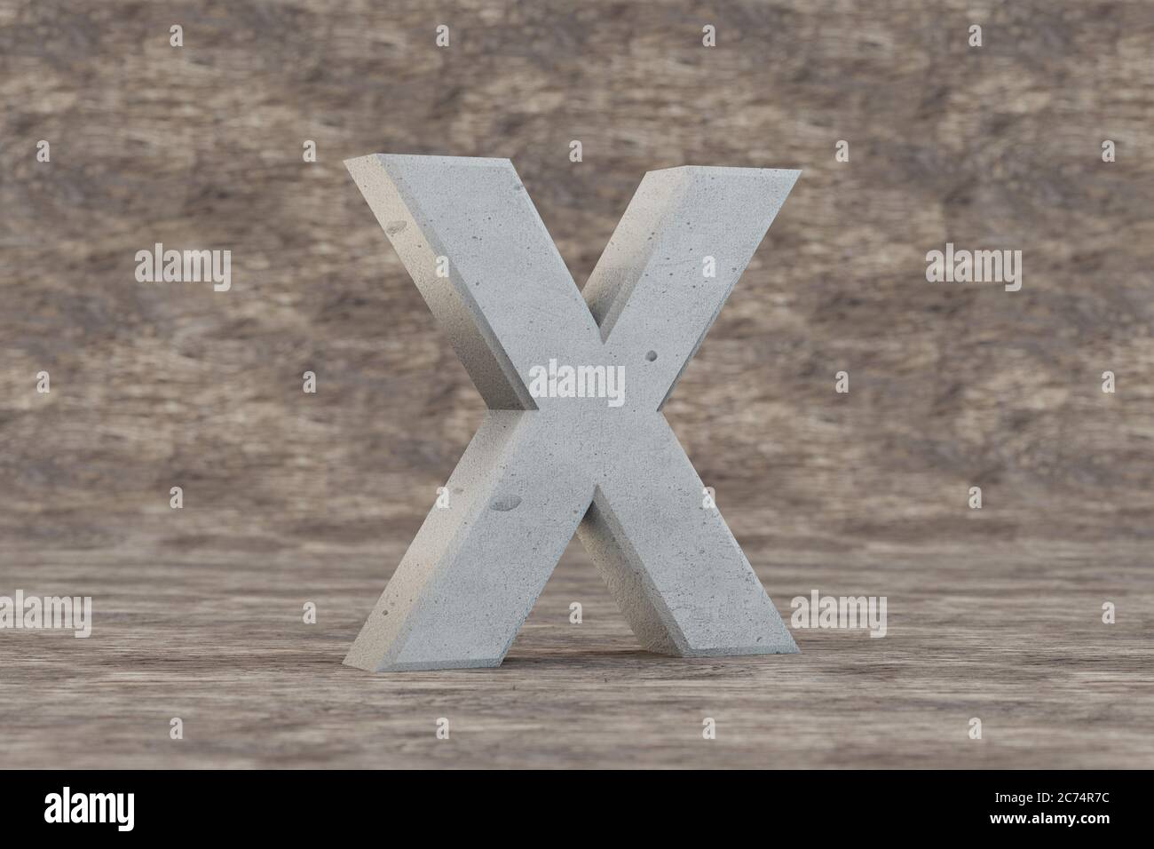 Concrete 3d letter X uppercase. Hard stone letter on wooden background ...