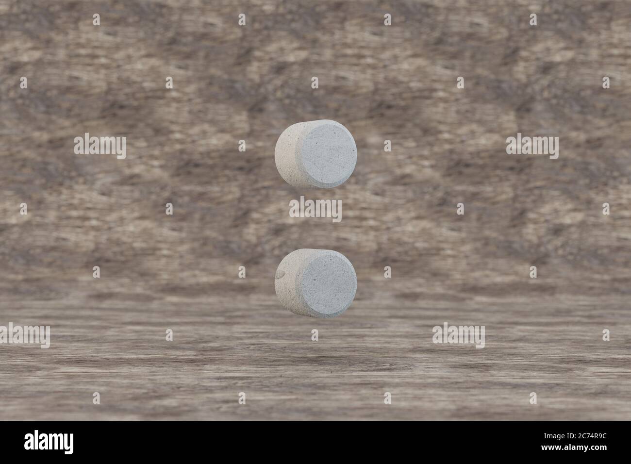 Concrete 3d colon symbol. Hard stone sign on wooden background ...