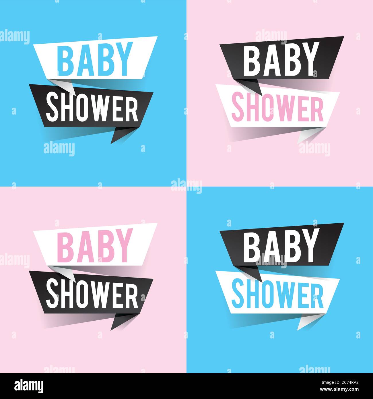 Modern design baby shower text on speech bubbles. Vector illustration ...