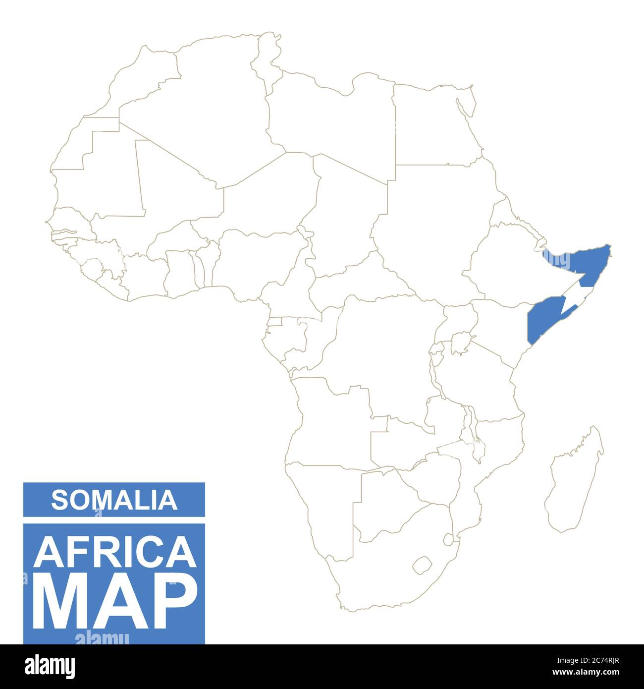 Africa Contoured Map With Highlighted Somalia Somalia Map And Flag On