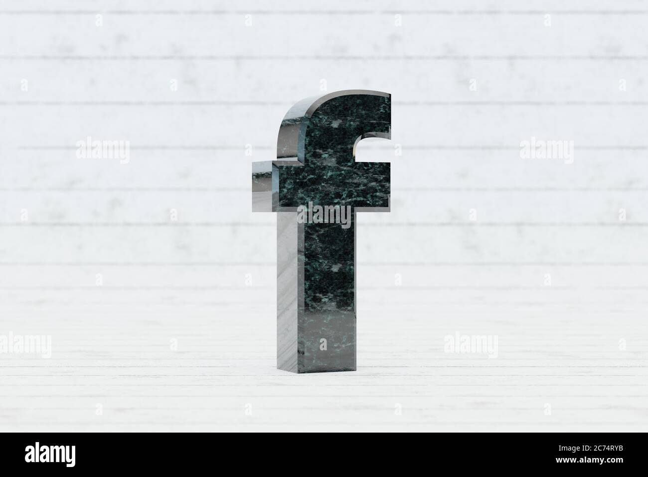 Marble 3d letter F lowercase. Dark green marble letter on white wood ...