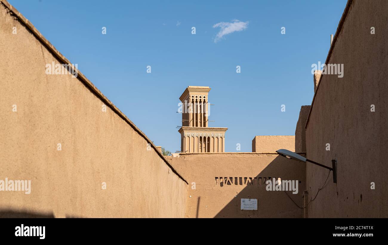 Yazd, Iran - May 2019: Yazd cityscape with old brick buildings and ...