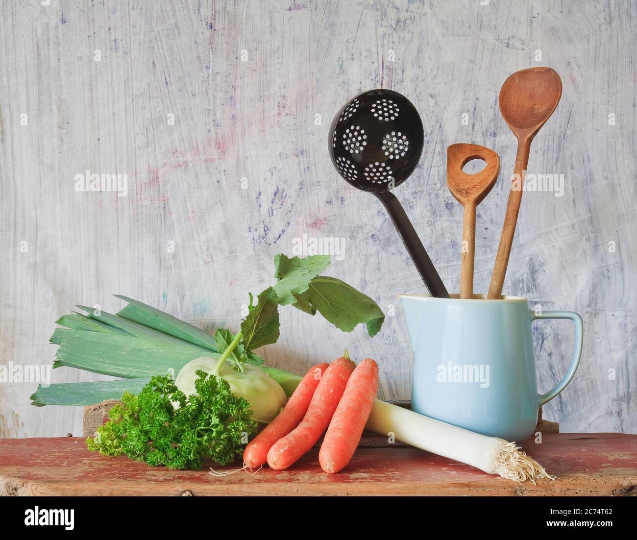 Vegetables and kitchen equipment Stock Photo - Alamy